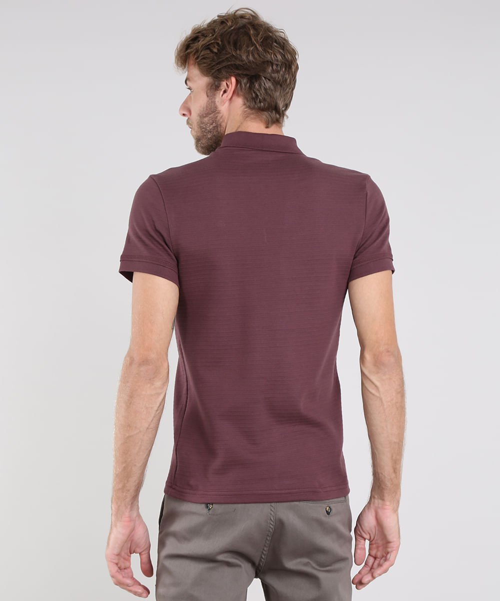 Polo Masculina Texturizada Manga Curta Roxa