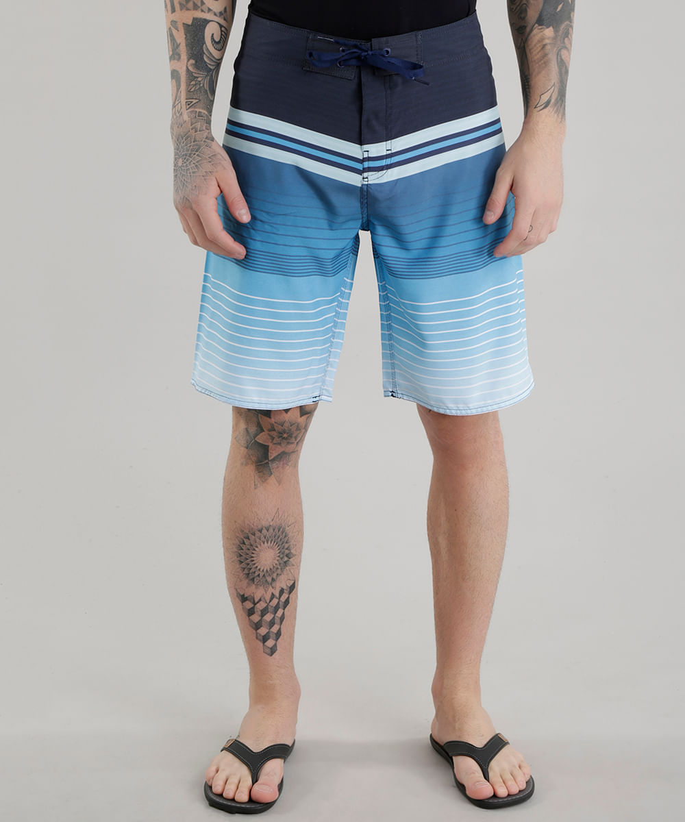 Bermuda Surf Listrada Azul