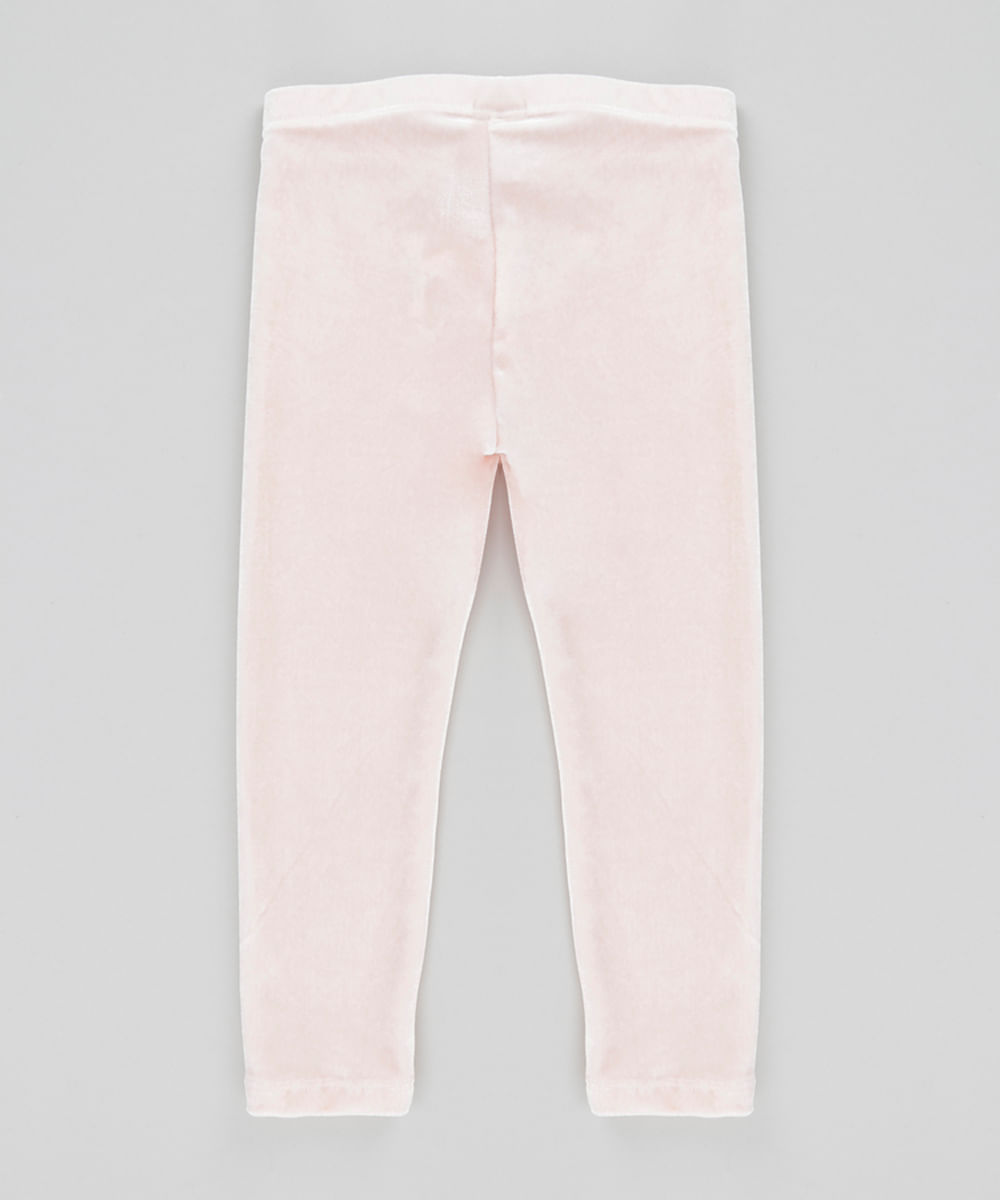 Calça Legging em Veludo Rosa Claro