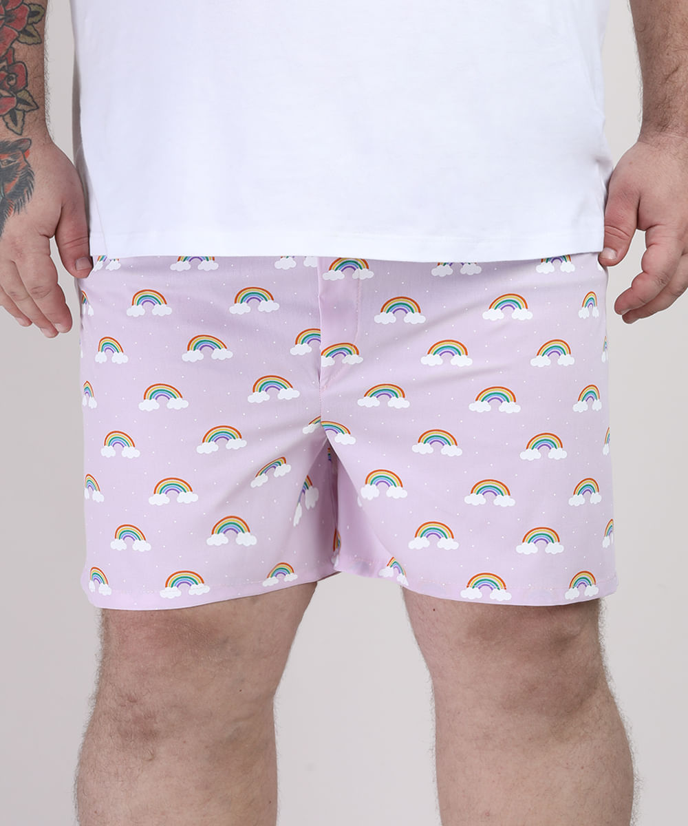 Samba-Cancao-Masculina-Plus-Size-Estampada-de-Arco-Iris-Rosa-Claro ...