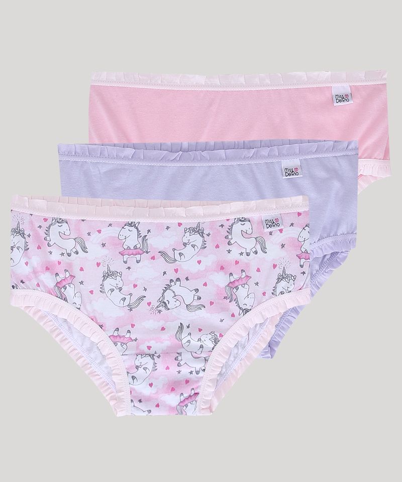 Kit-de-3-Calcinhas-Infantis-Miss-DelRio-com-Babados-Multicor-9968769 ...