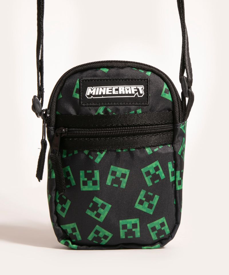 bolsa infantil shoulder bag minecraft preta - C&A