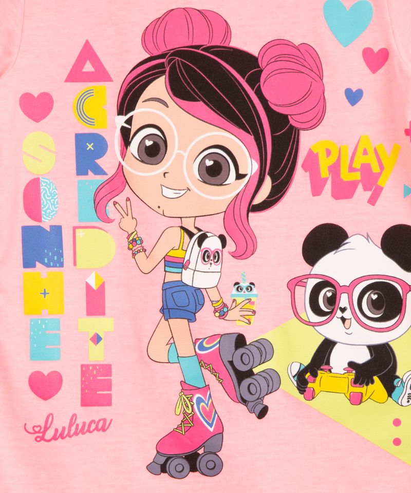 blusa infantil manga curta luluca rosa - C&A