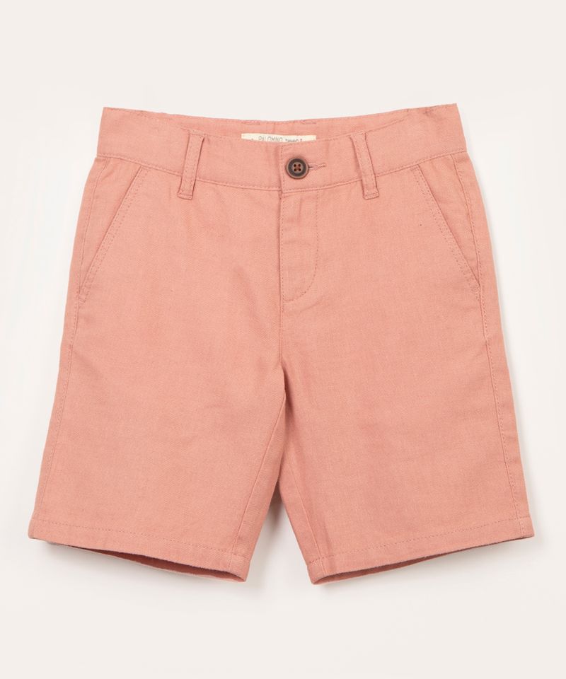 bermuda infantil com linho reta rosa - C&A