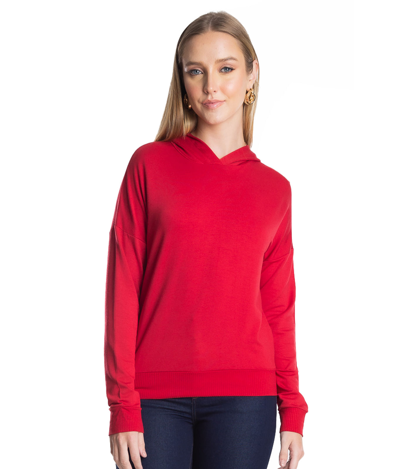 Blusão com Capuz Feminino Rovitex Vermelho - C&A
