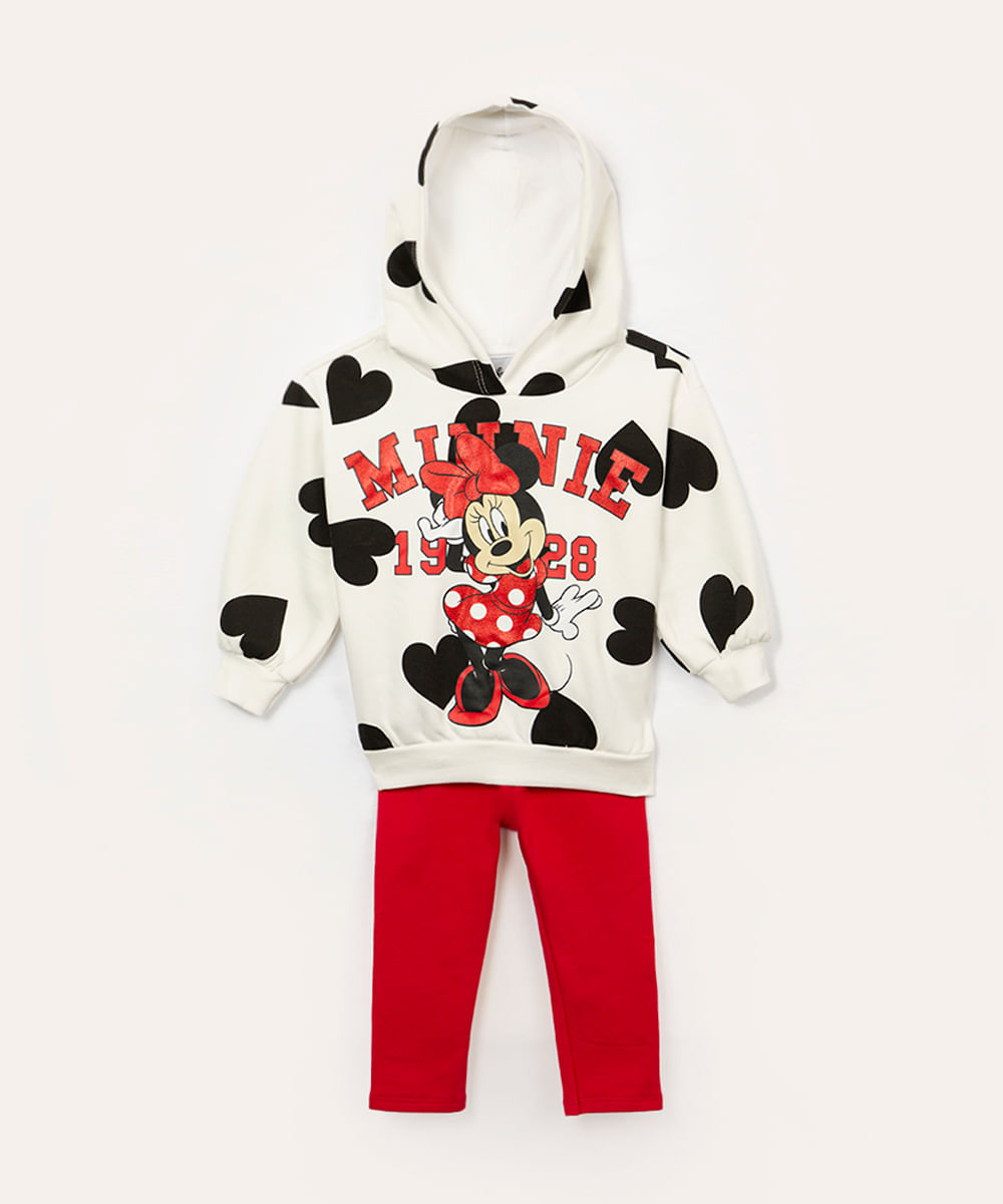 conjunto de moletom infantil minnie off white
