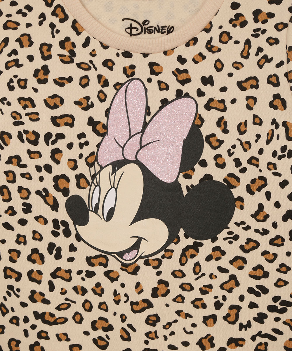 conjunto de moletom infantil minnie oncinha bege