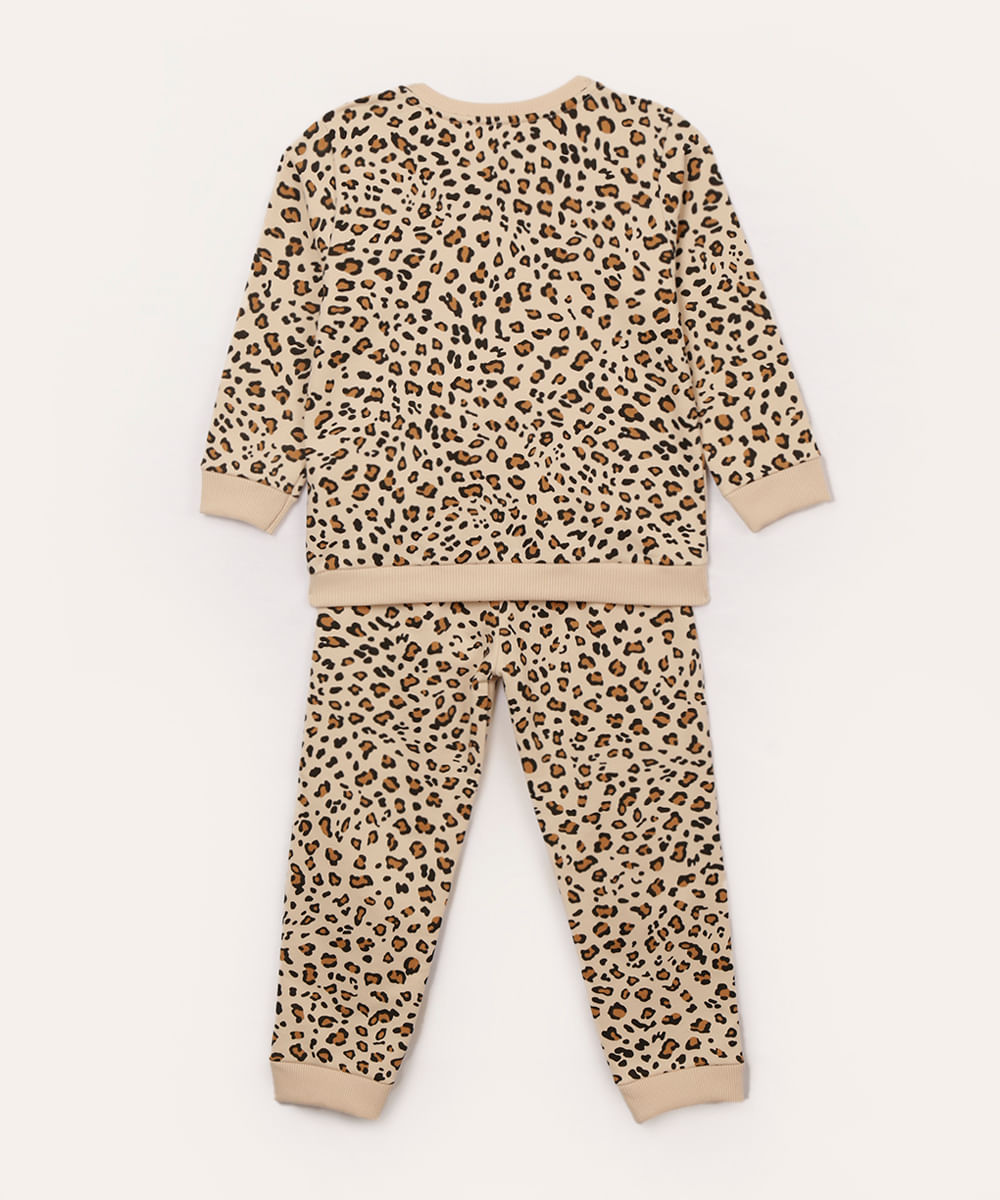 conjunto de moletom infantil minnie oncinha bege