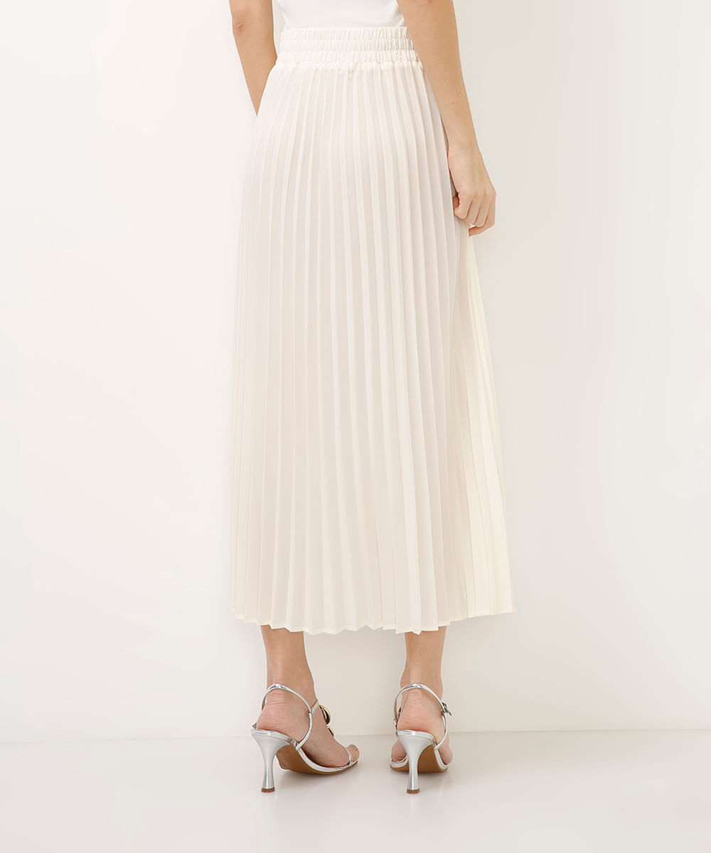 saia midi plissada off white