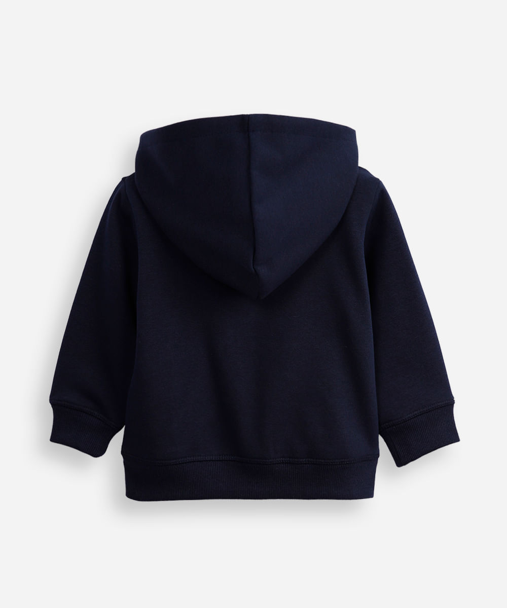 jaqueta infantil de moletom com capuz azul