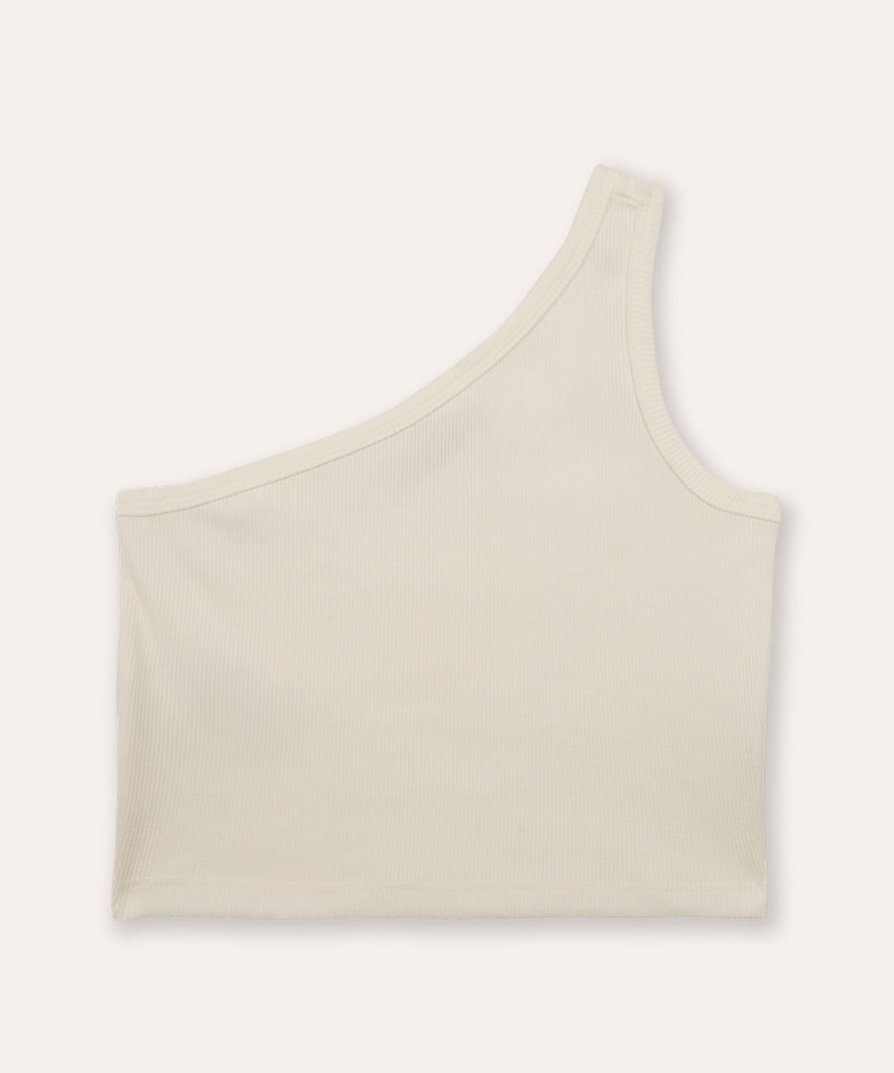 cropped juvenil ombro único off white