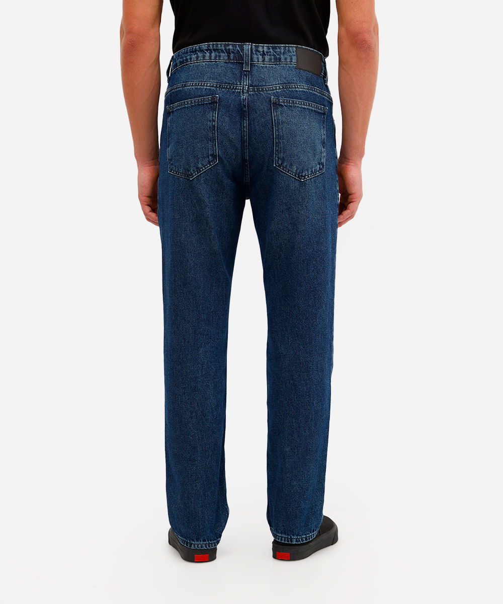 calça reta masculina jeans azul