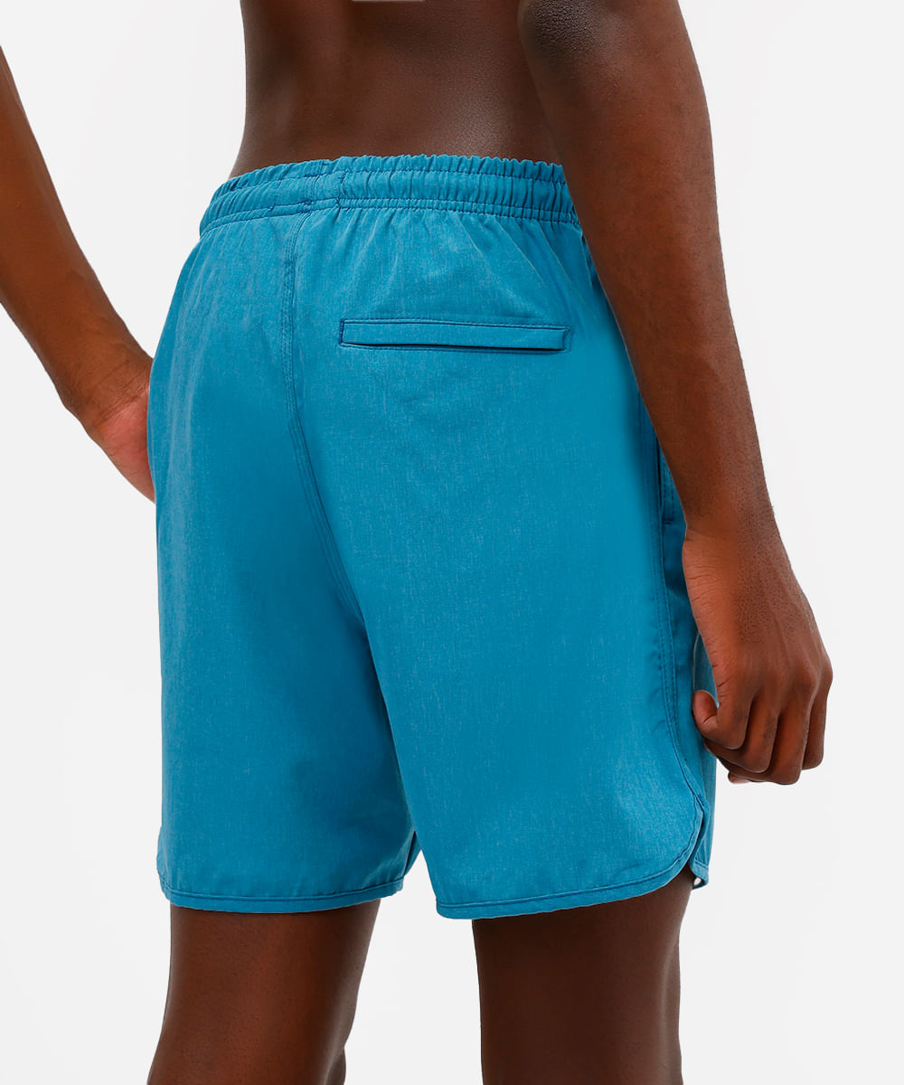 short masculino cós elástico azul