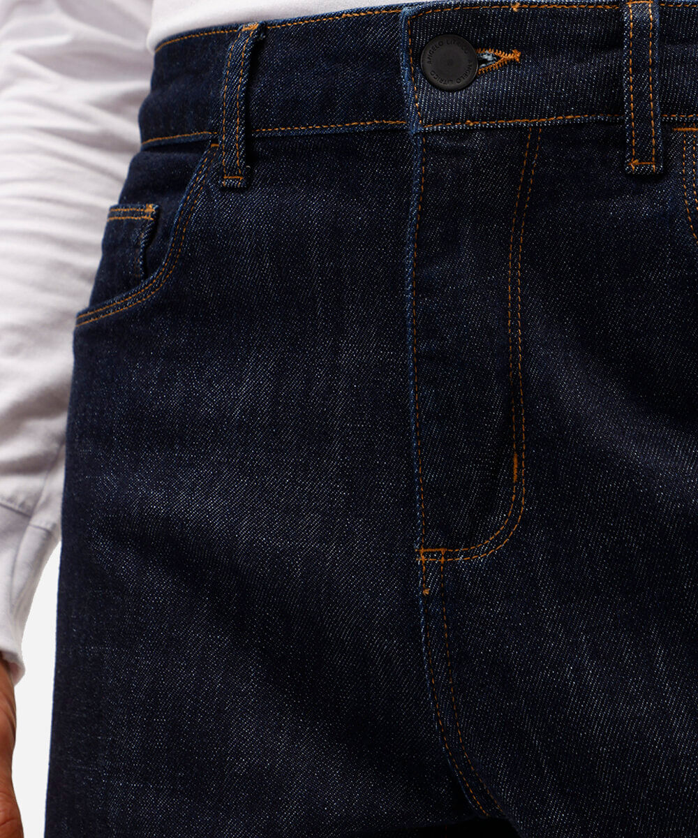 calça reta masculina jeans azul
