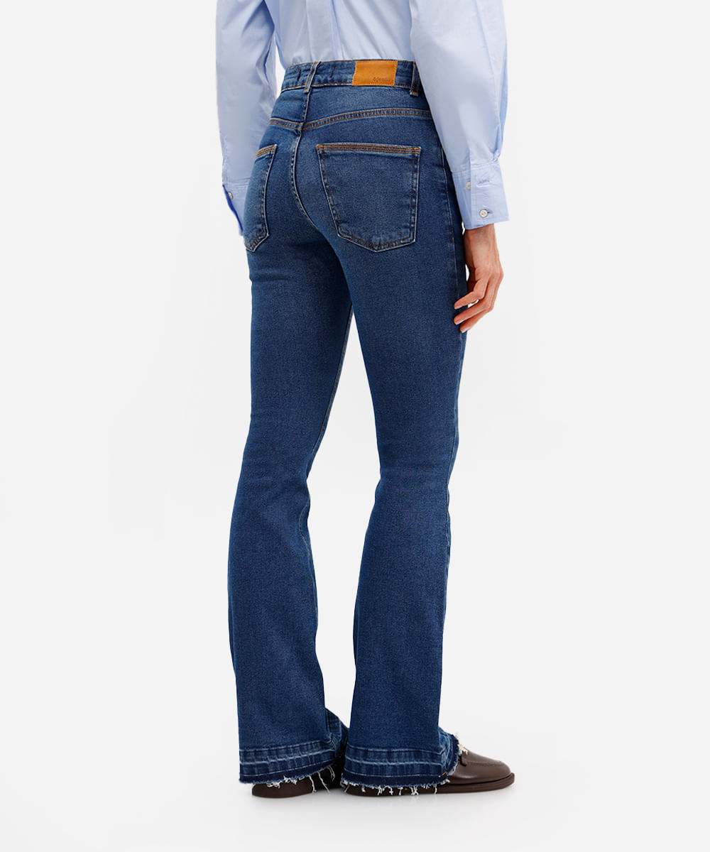 calça boot cut feminina jeans cintura alta azul