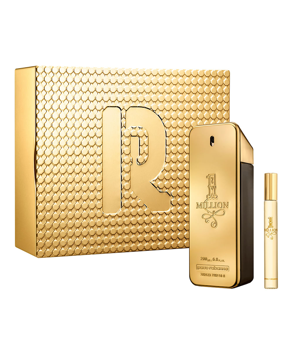 kit masculino rabanne 1 million edt 200ml e edt 10ml
