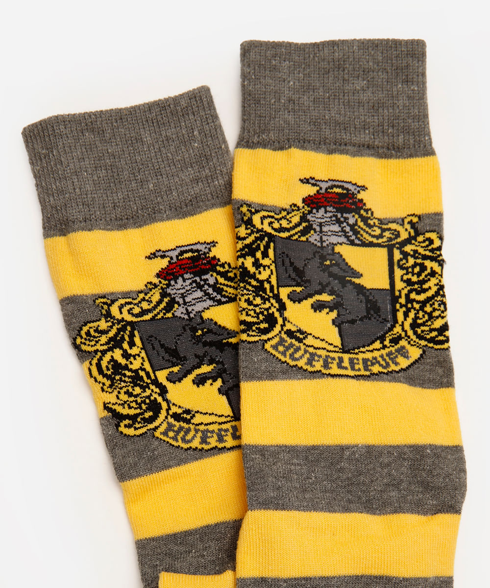 Meia Cano Longo Harry Potter Lufa Lufa Listrada Amarela