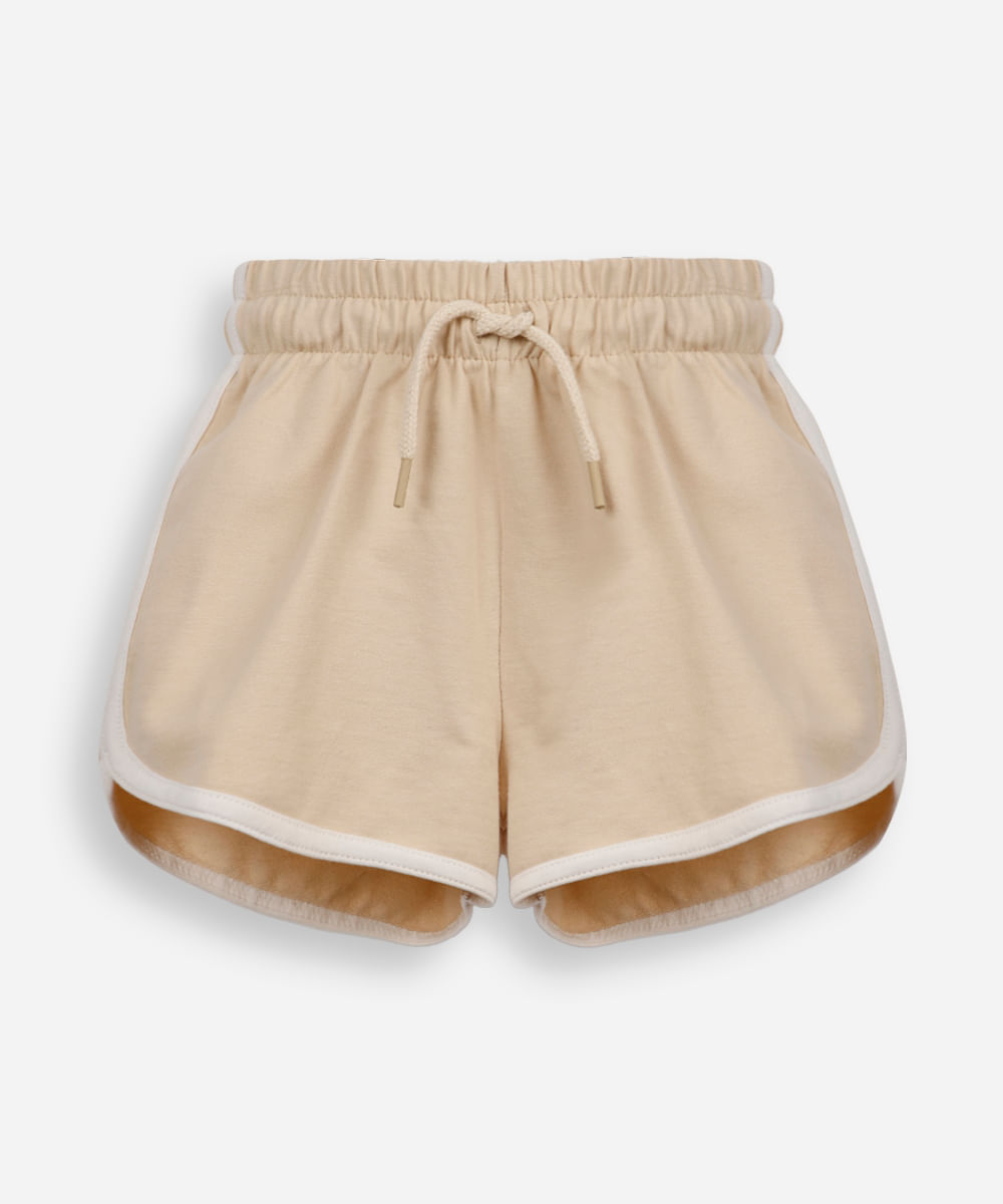 short básico infantil em moletom bege