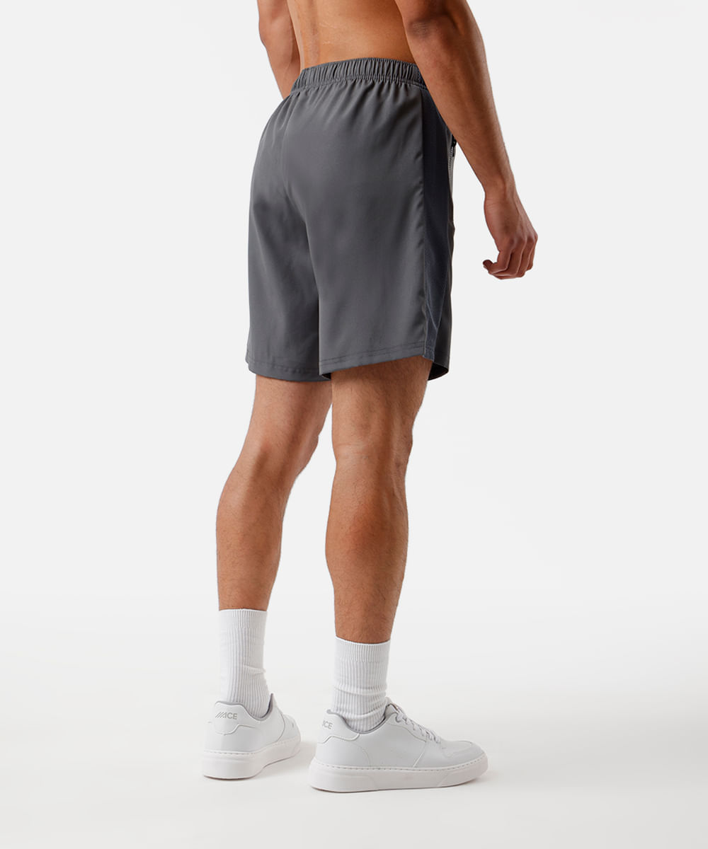 bermuda masculina com recorte lateral esportiva ace cinza