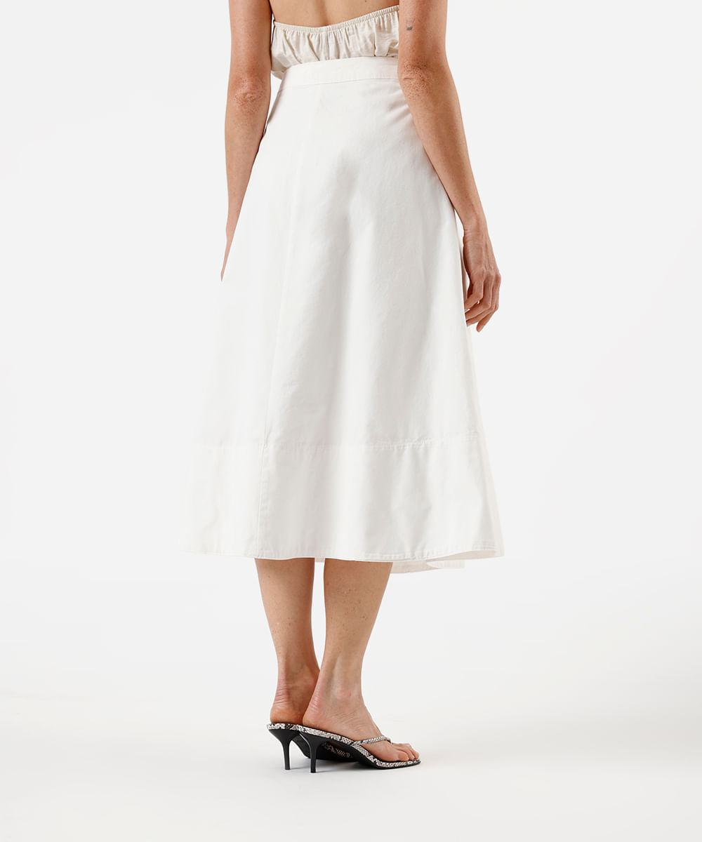 saia midi feminina de sarja cintura alta off white