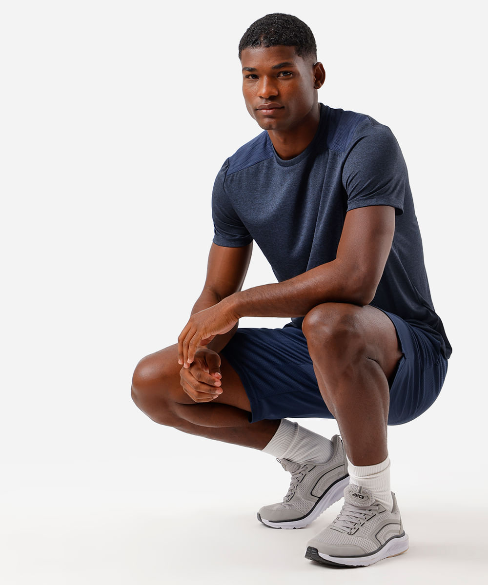 bermuda masculina esportiva ace texturizada azul
