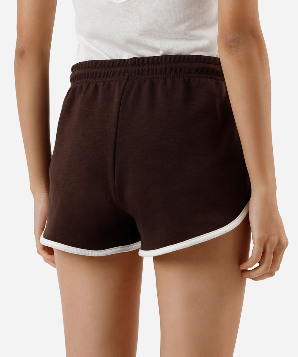 short básico feminino com elástico marrom