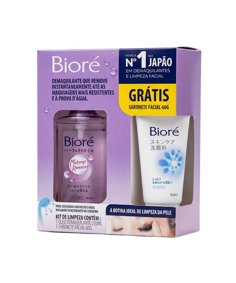kit bioré com demaquilante cleansing oil 230ml e sabonete facial wash 60g